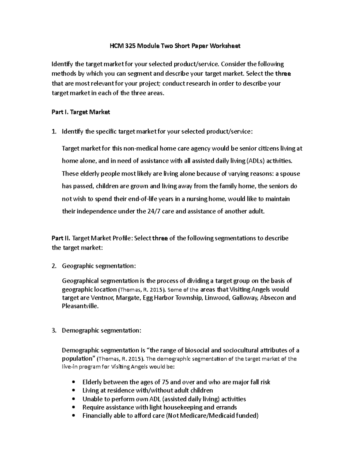 HCM 325 Module Two Short Paper Worksheet - How to identify target ...