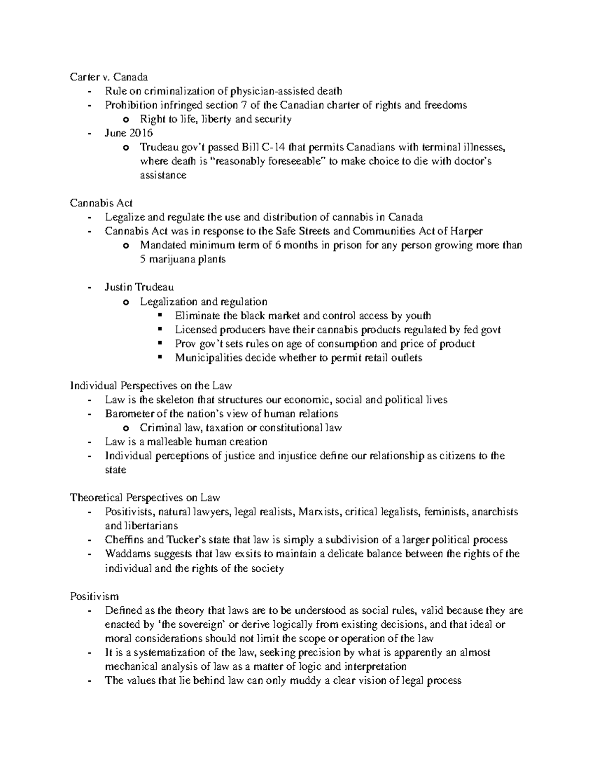 Ch 1 canadian law - Carter v. Canada - Rule on criminalization of ...
