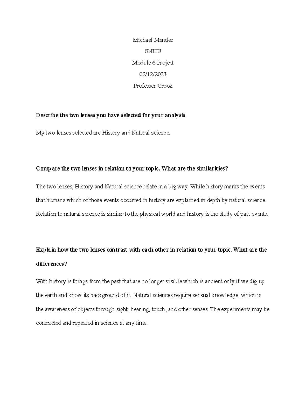 Module 6 Project complete - Michael Mendez SNHU Module 6 Project 02/12 ...
