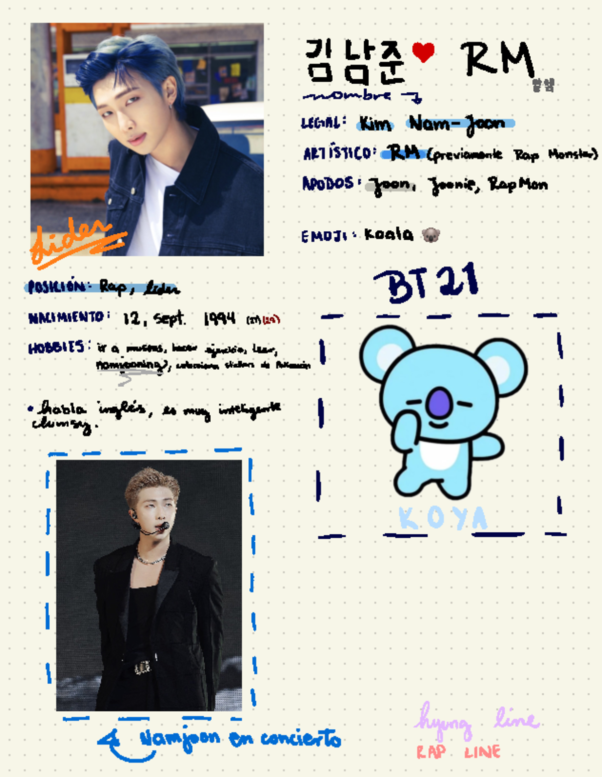 Bts - Nutrir nuestro corazón - 71 Lta RM ☐ ☐ I 10 ¥ nombre 7 LEGAL ...