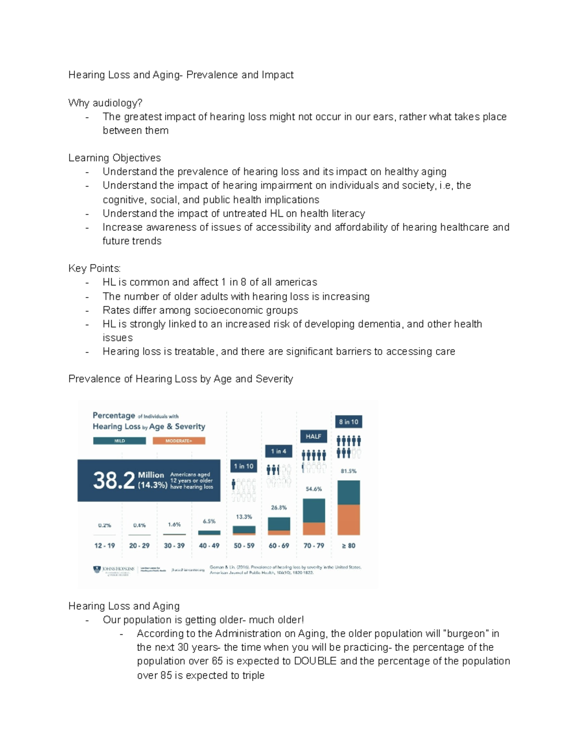 Hearing Loss and Aging - Key Points: •Hearing loss is treatable, but ...