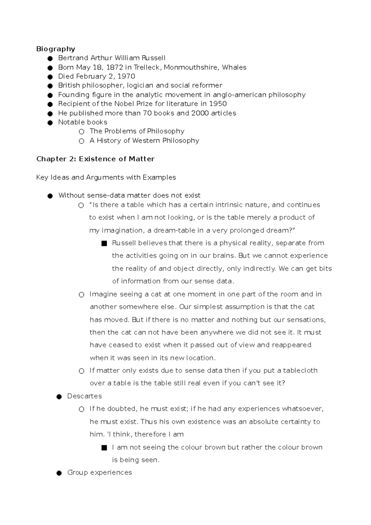 Bertrand Russell - notes - Biography Bertrand Arthur William Russell ...