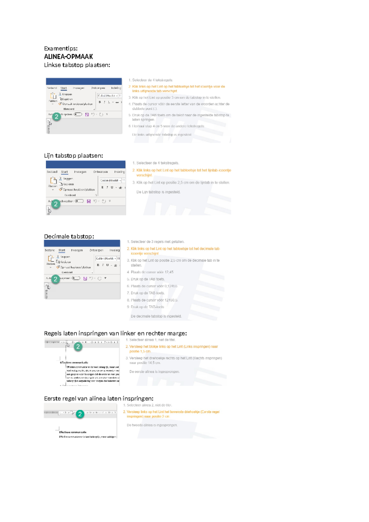 Examentips - Toepassingen ICT II (Word/PP) - Examentips: ALINEA-OPMAAK ...