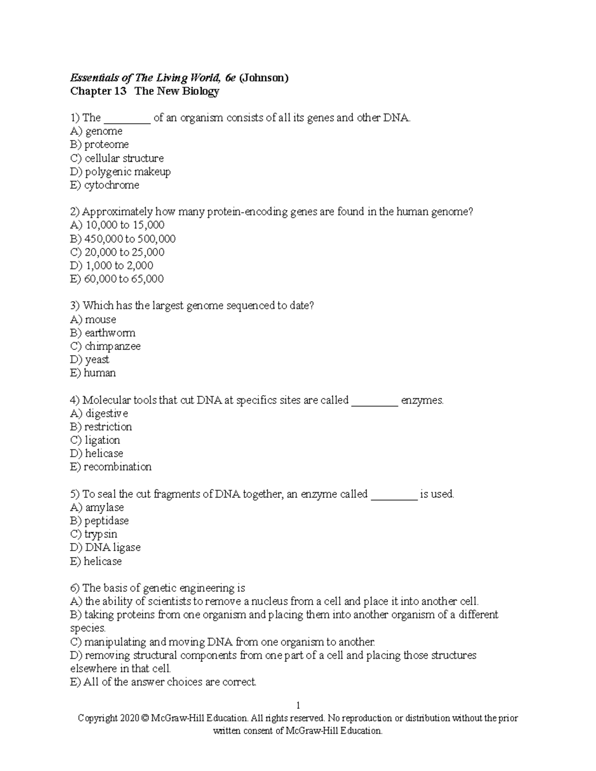 Johnson 6e Chapter 13 TB - Essentials of The Living World, 6e (Johnson ...