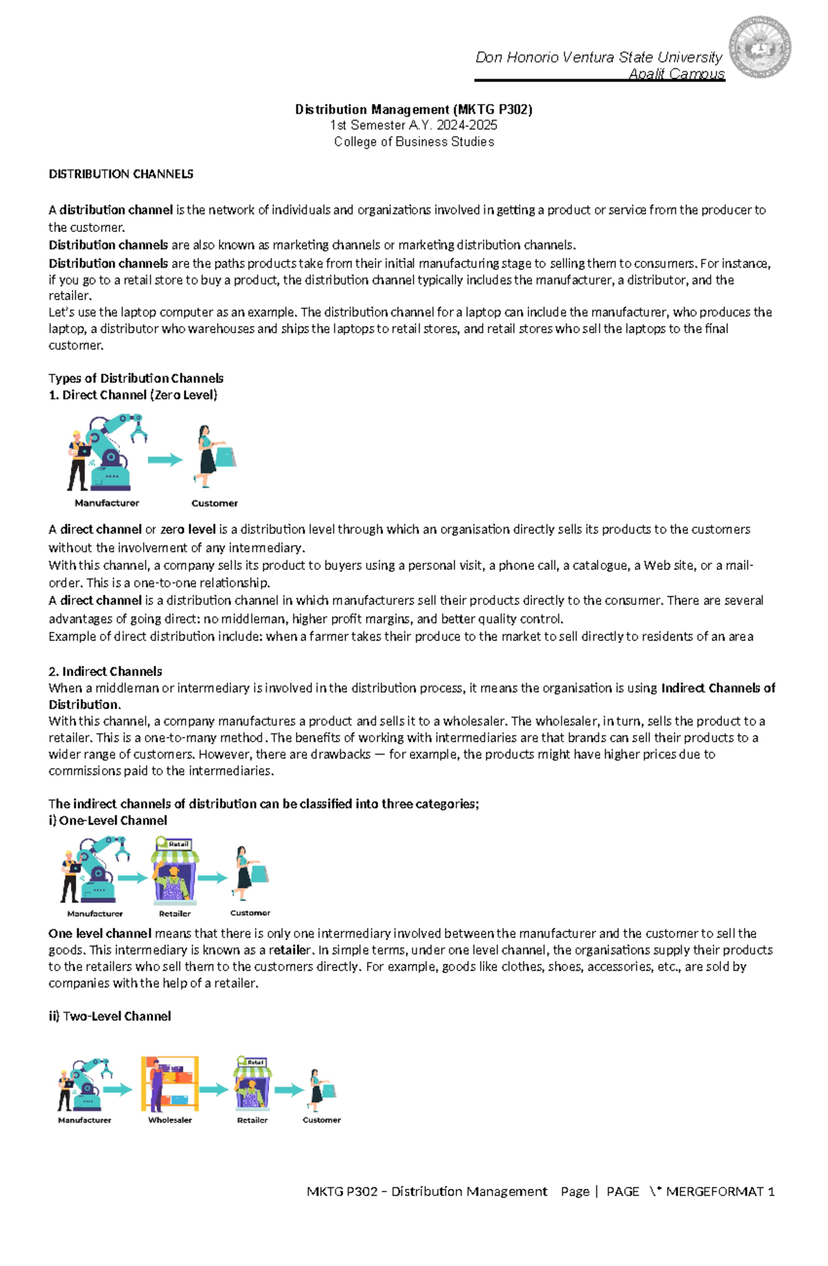 MKTG P302 Distribution Channels 2 - Apalit Campus Distribution ...