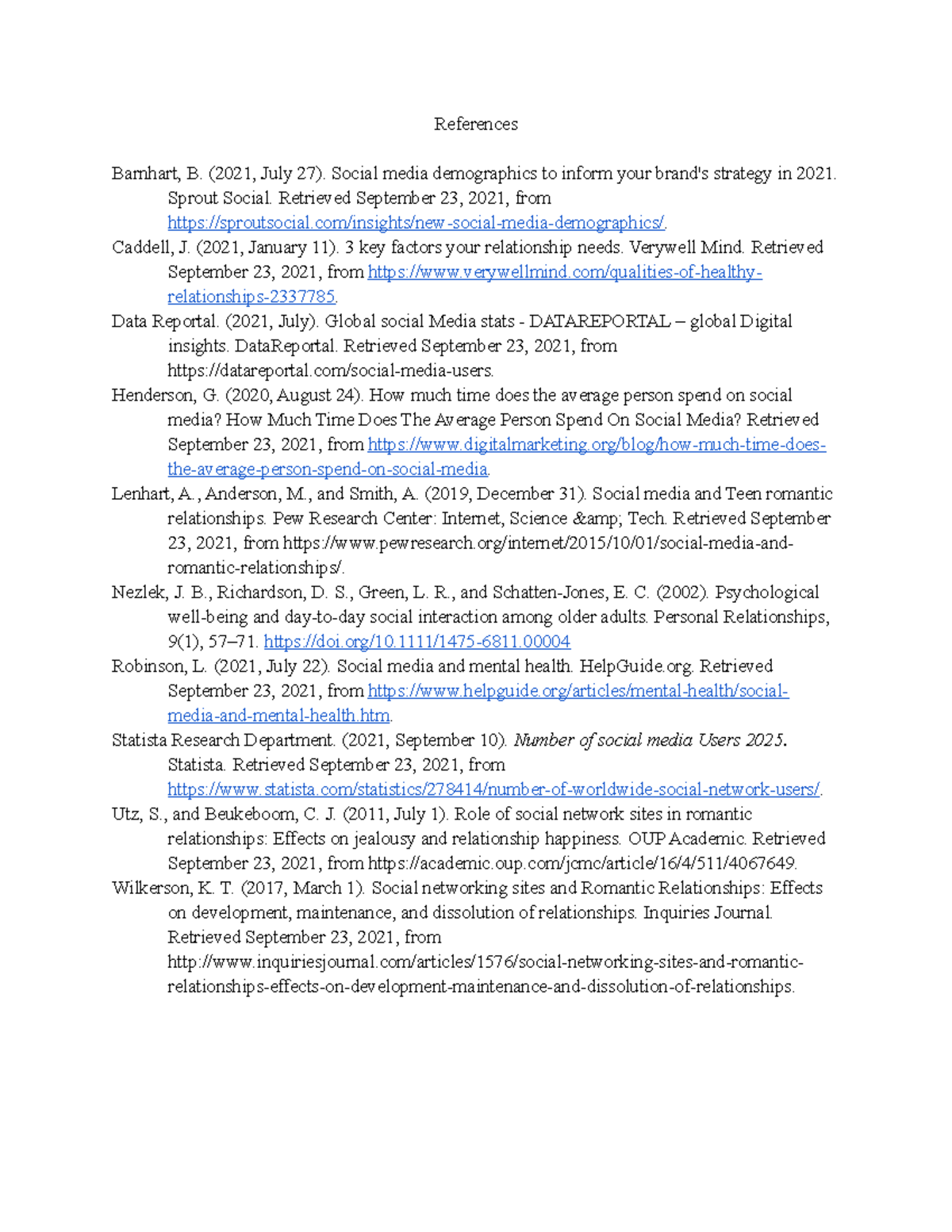 References - References Barnhart, B. (2021, July 27). Social media ...
