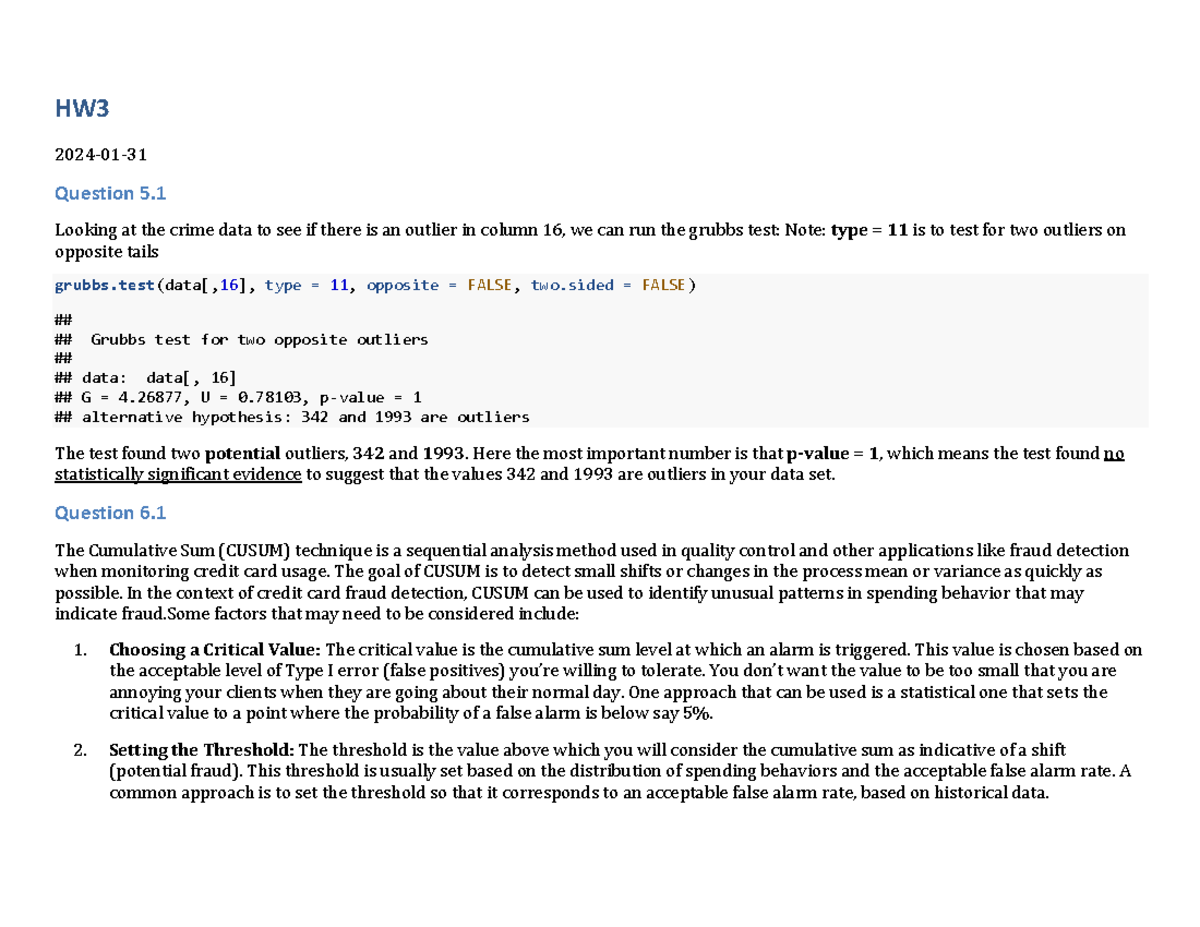 HW3-Submission - hw 3 - HW 2024 - 01 - 31 Question 5. Looking at the crime data to see if there ...