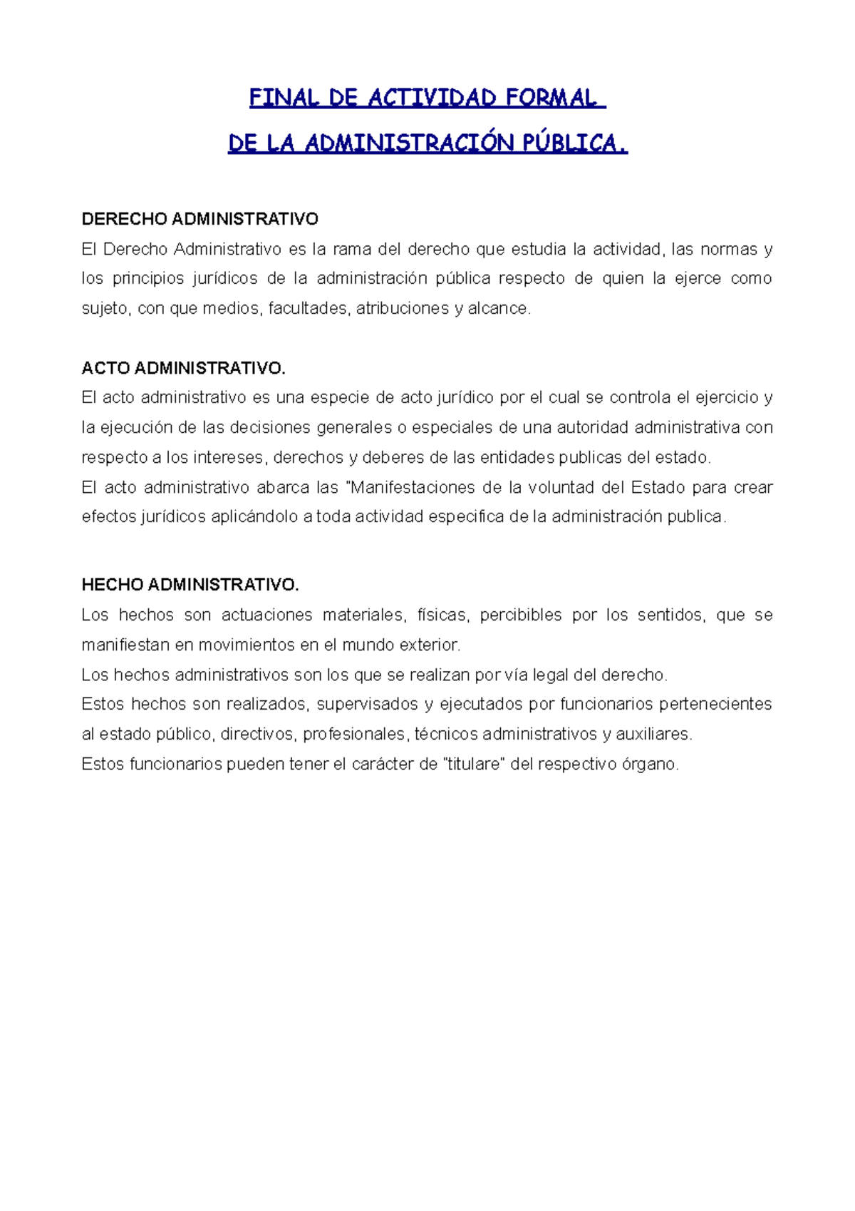 Actividad formal de la administracion - FINAL DE ACTIVIDAD FORMAL DE LA ...
