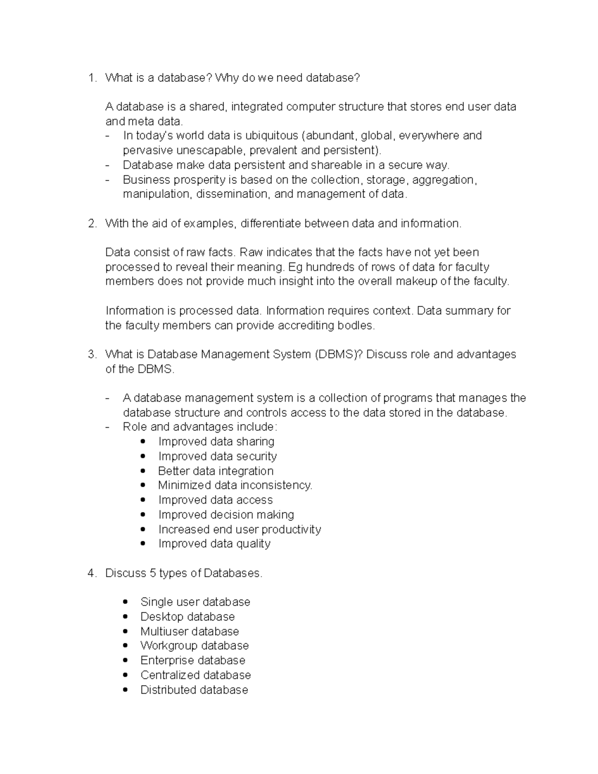 Development Software 2A Chapter 1 - What is a database? Why do we need database? A database is a ...