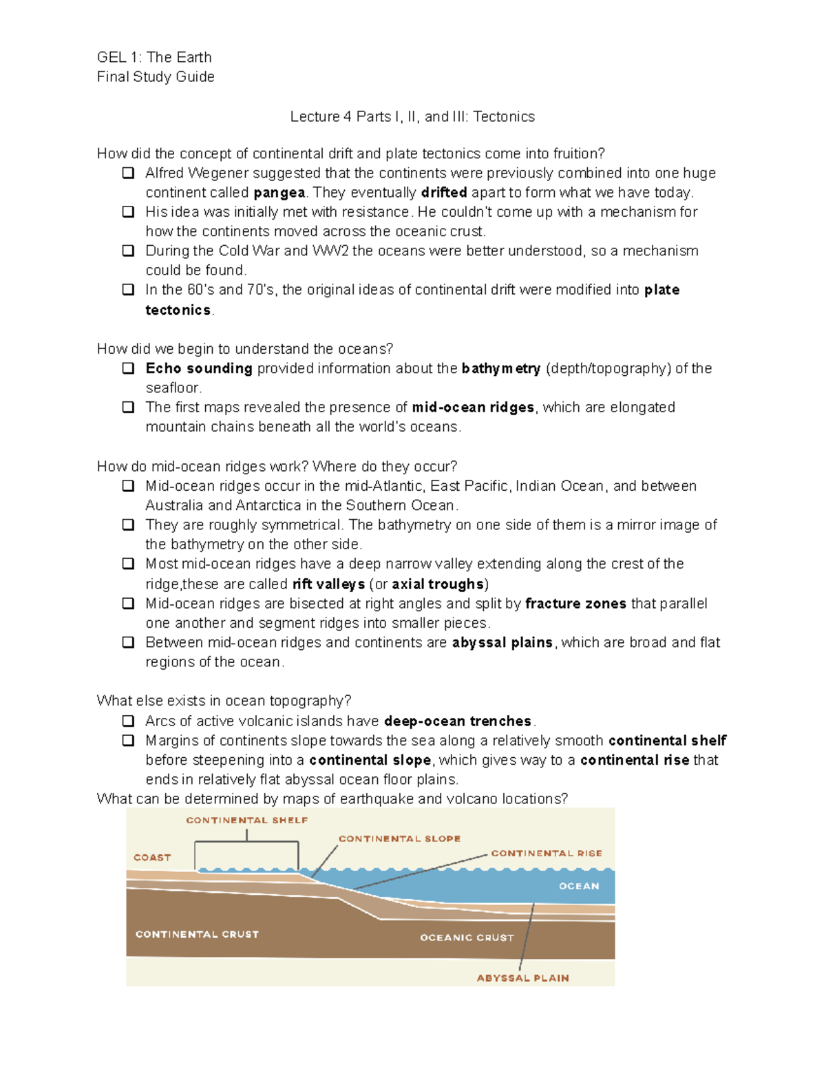 L4 Tectonics Review - Lecture notes 4 - GEL 1: The Earth Final Study ...