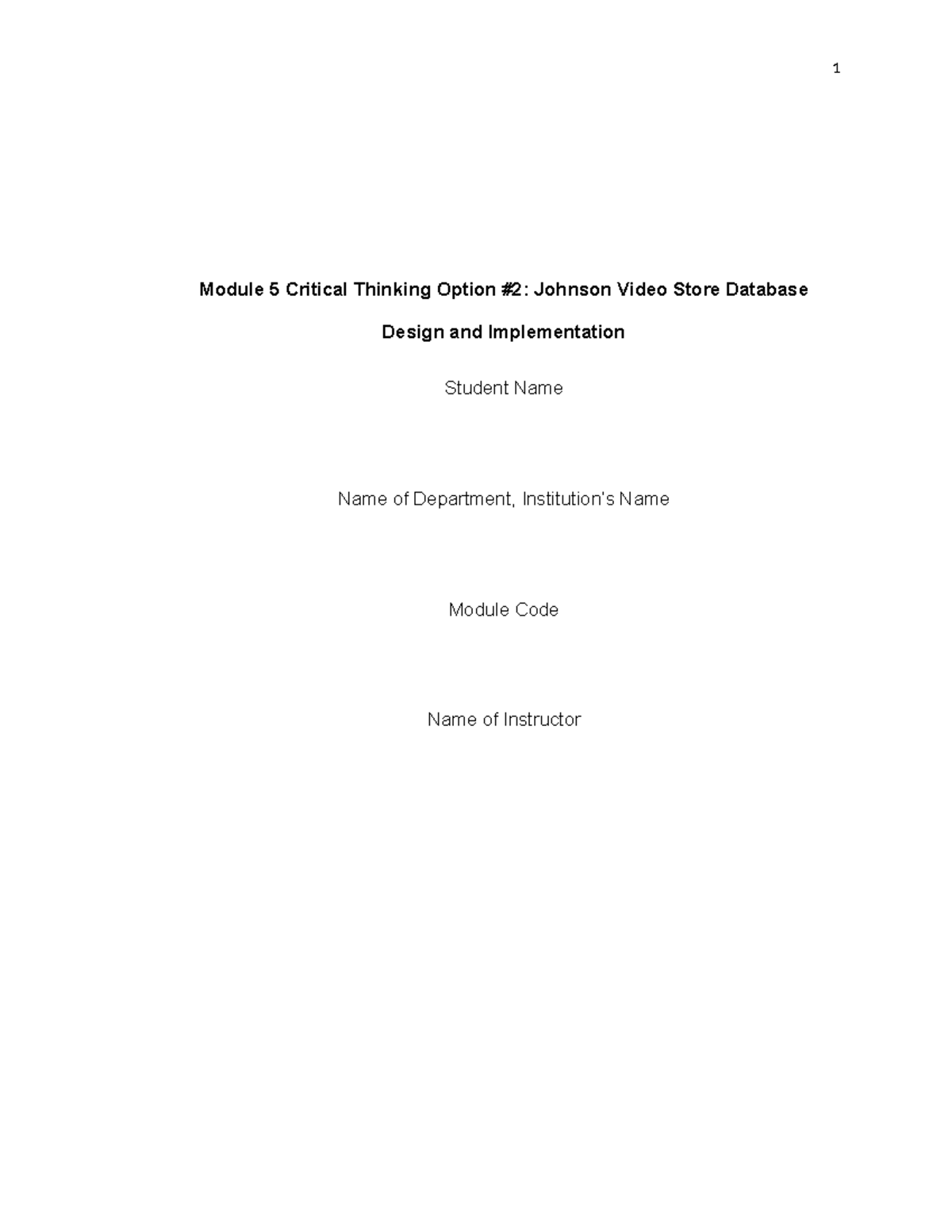 Module 5 Critical Thinking Option - Module 5 Critical Thinking Option ...