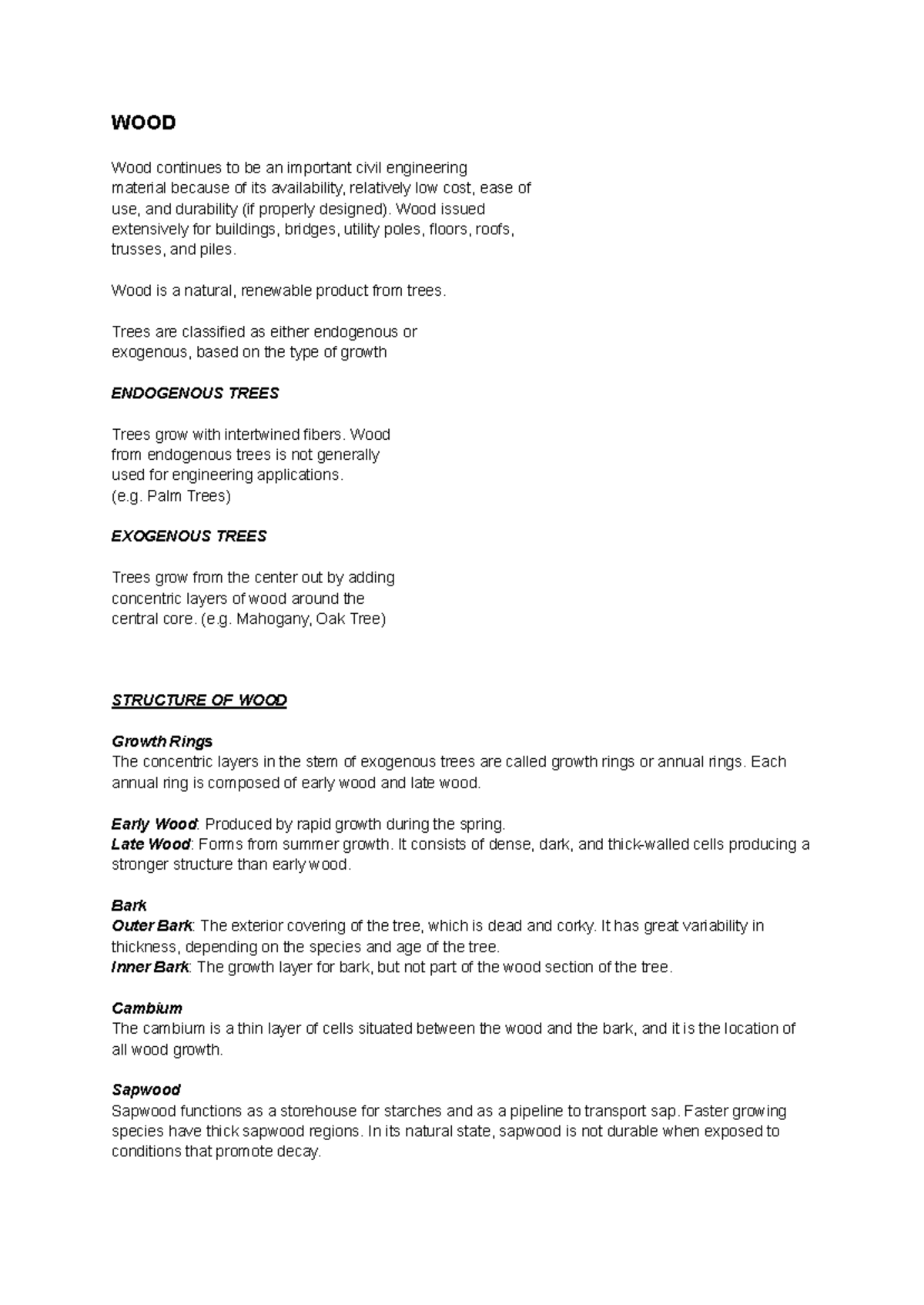 WOOD-1 - WOOD Wood continues to be an important civil engineering ...