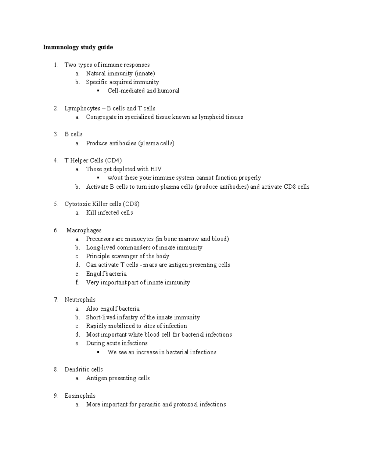 Immunology and Vaccination Information - Immunology study guide Two ...