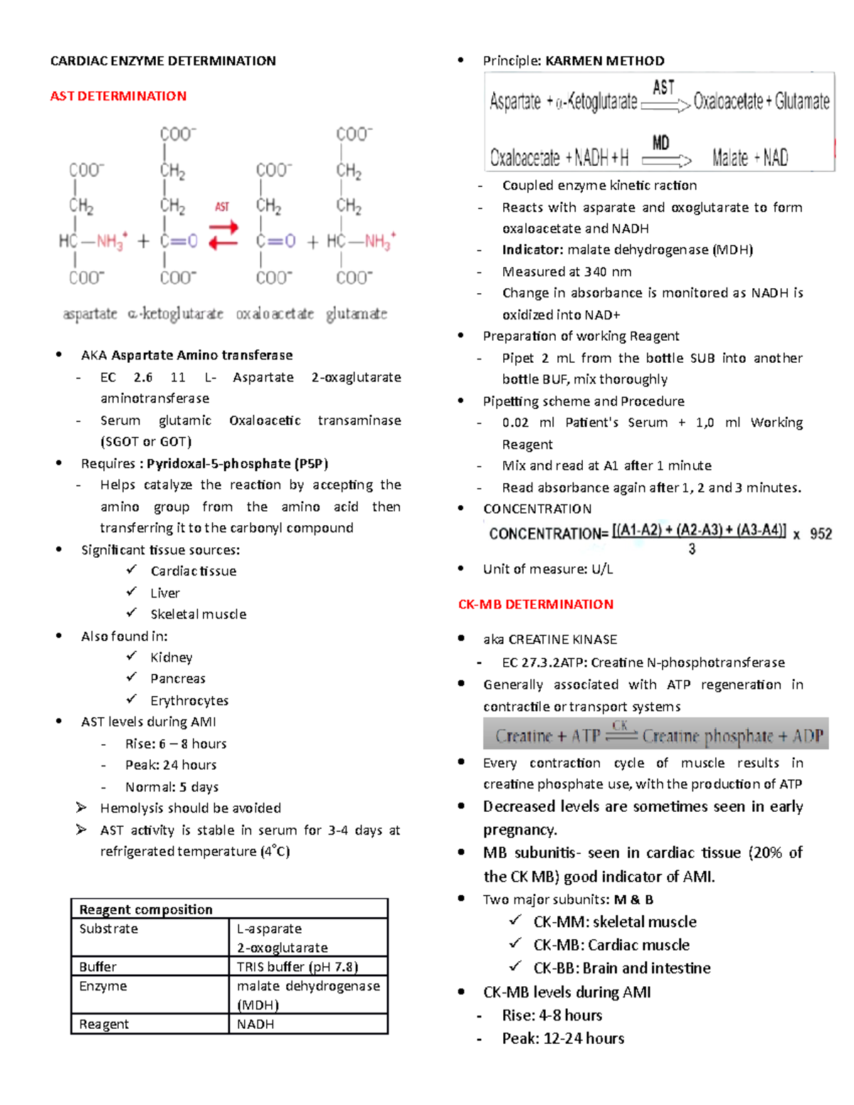 Cardiac- Enzyme- Determination - CARDIAC ENZYME DETERMINATION AST ...