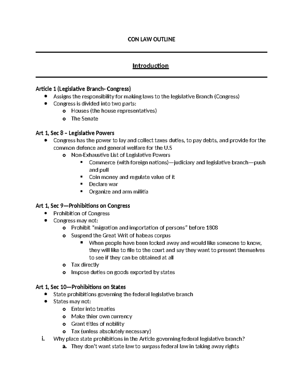 CON LAW Outline - Con Law explained - CON LAW OUTLINE Introduction ...