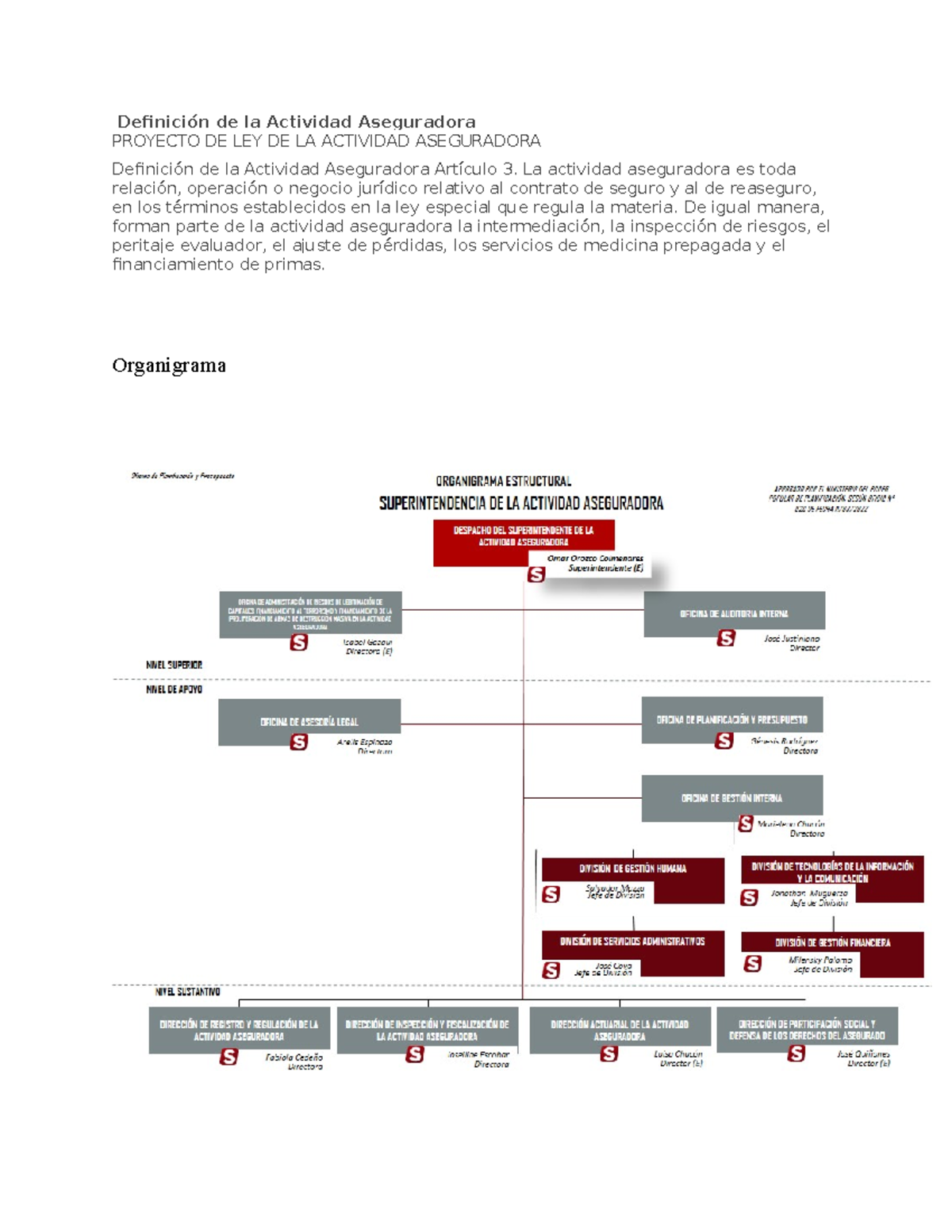 Presentacion de mercantil actividad 04 - Definición de la Actividad Aseguradora PROYECTO DE LEY ...