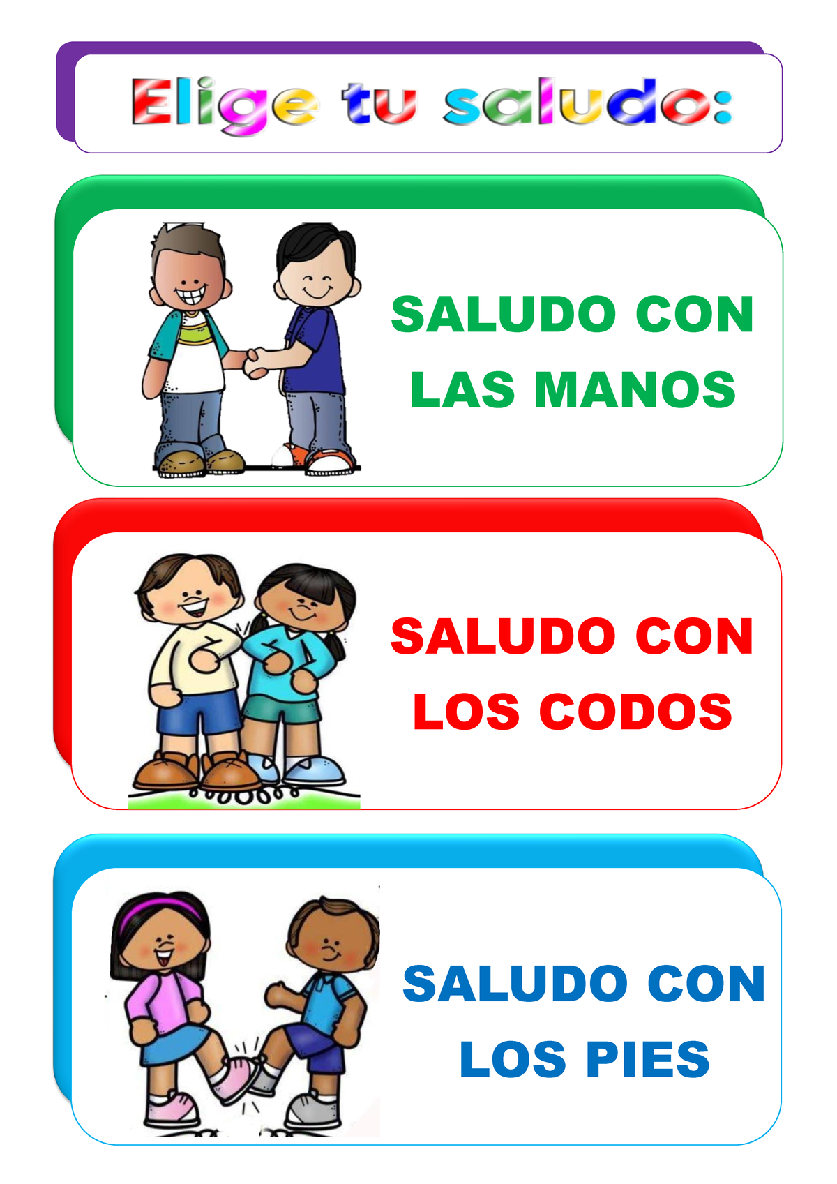 Saludo - Educación - SALUDO CON LOS CODOS SALUDO CON LOS PIES SALUDO ...