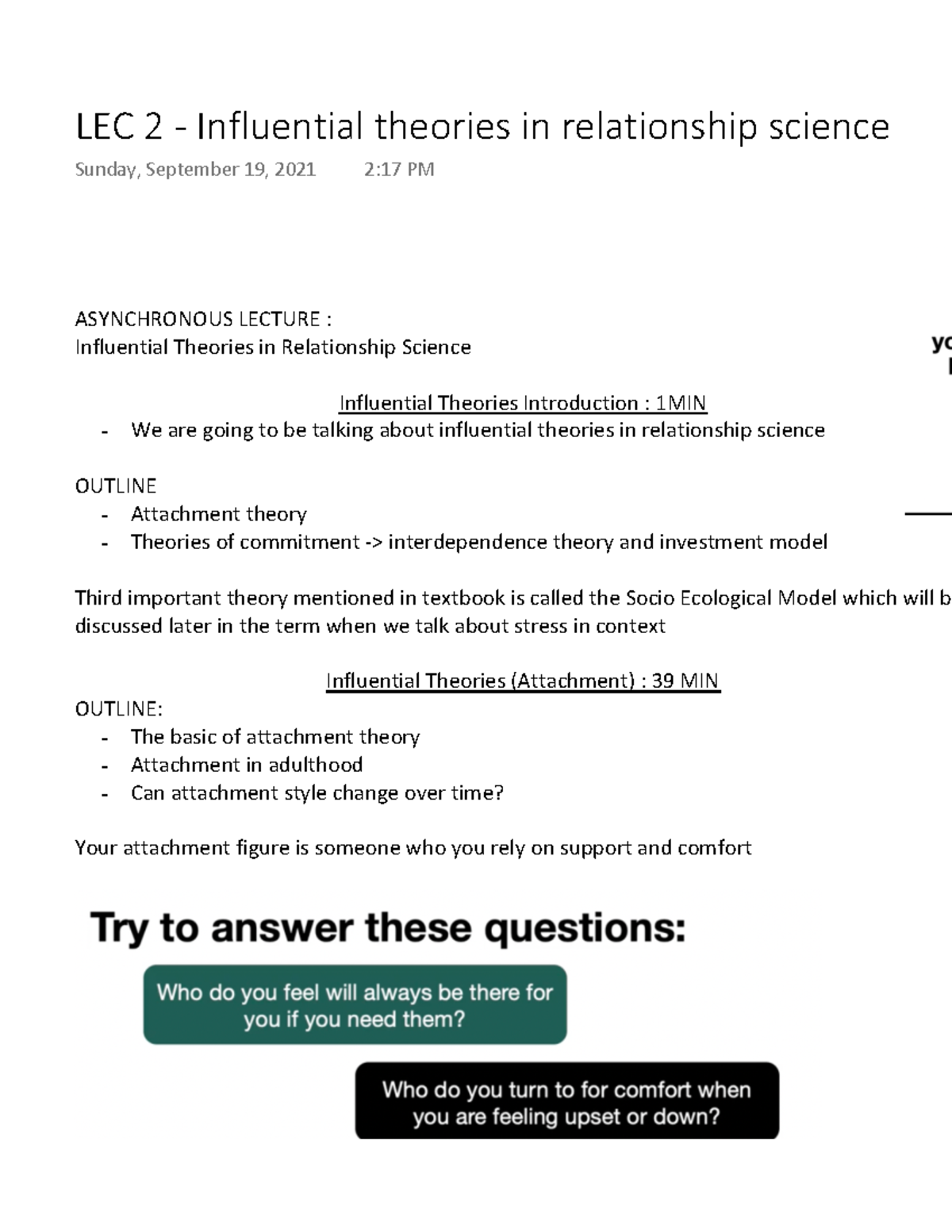LEC 2 - Influential theories in relationship science - ASYNCHRONOUS LECTURE : Influential ...