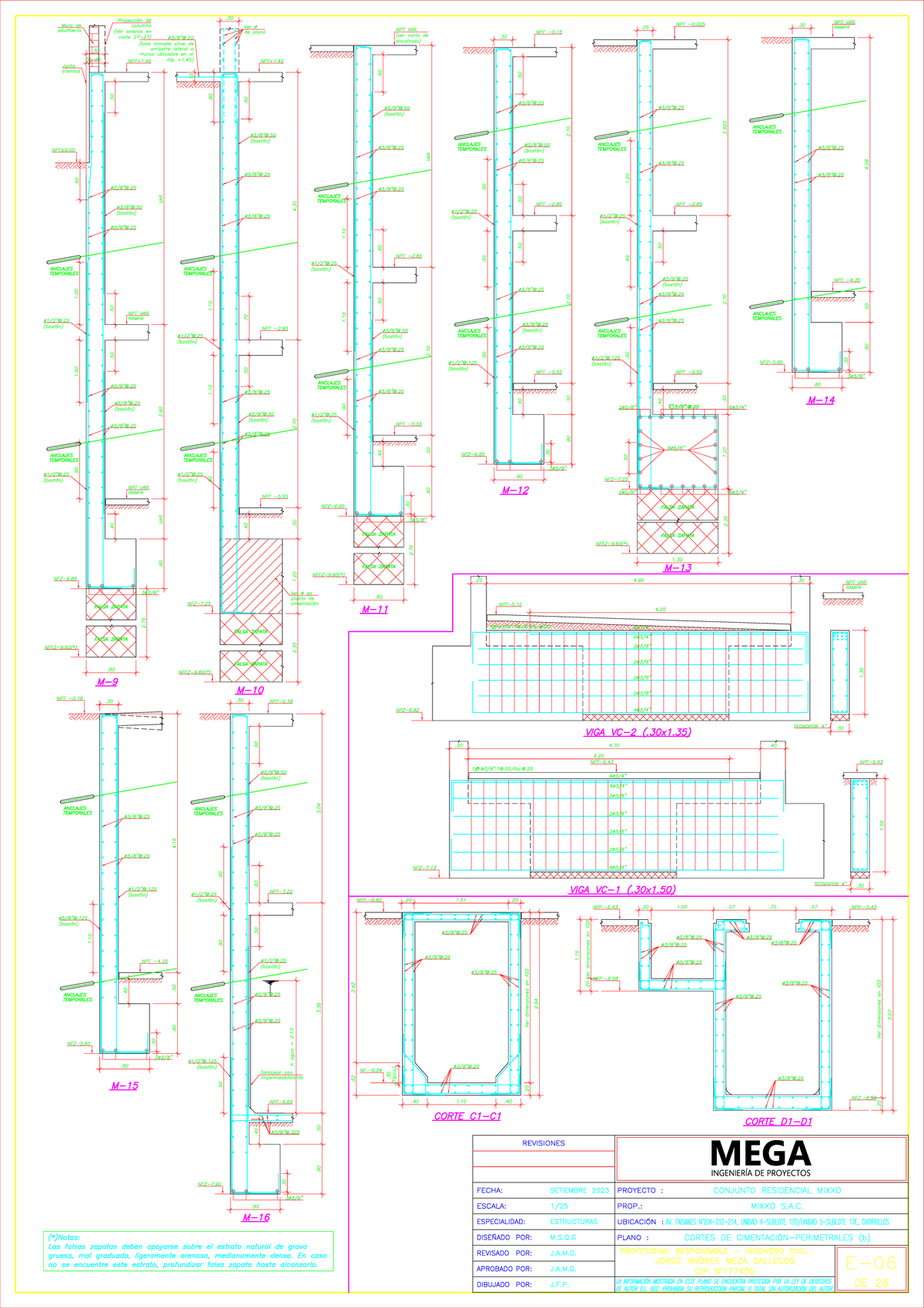 Plano Cimentacion Detalles PAPA - Proyeccion Muro de NPT -0 30 NPT VAR ...