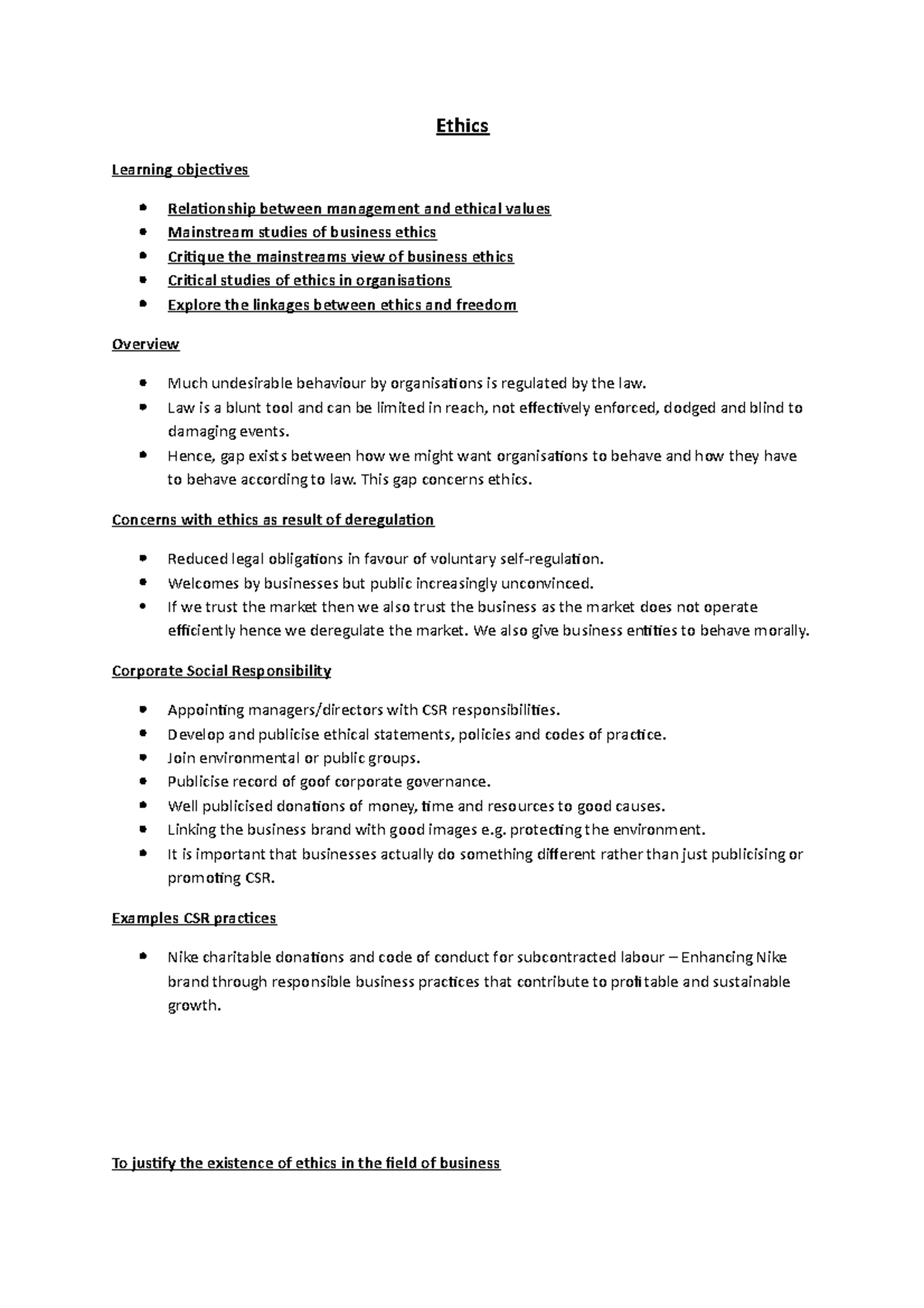 Ethics - FULL LECTURE NOTES AND EXAM NOTES AS WELL - Ethics Learning ...