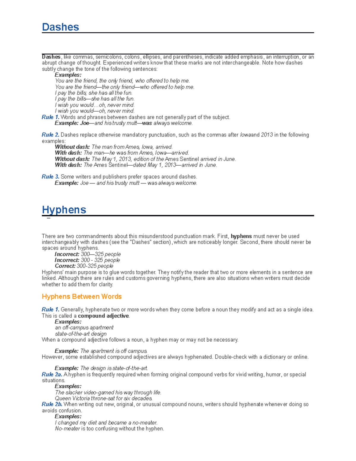 Punctuation-Dashes and Hyphens - Dashes Dashes, like commas, semicolons ...