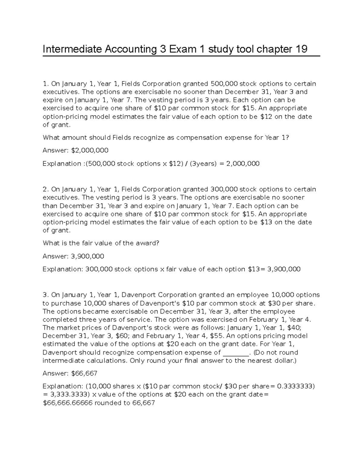 Intermediate Accounting 3 Exam 1 study tool chapter 19 - Intermediate Accounting 3 Exam 1 study ...