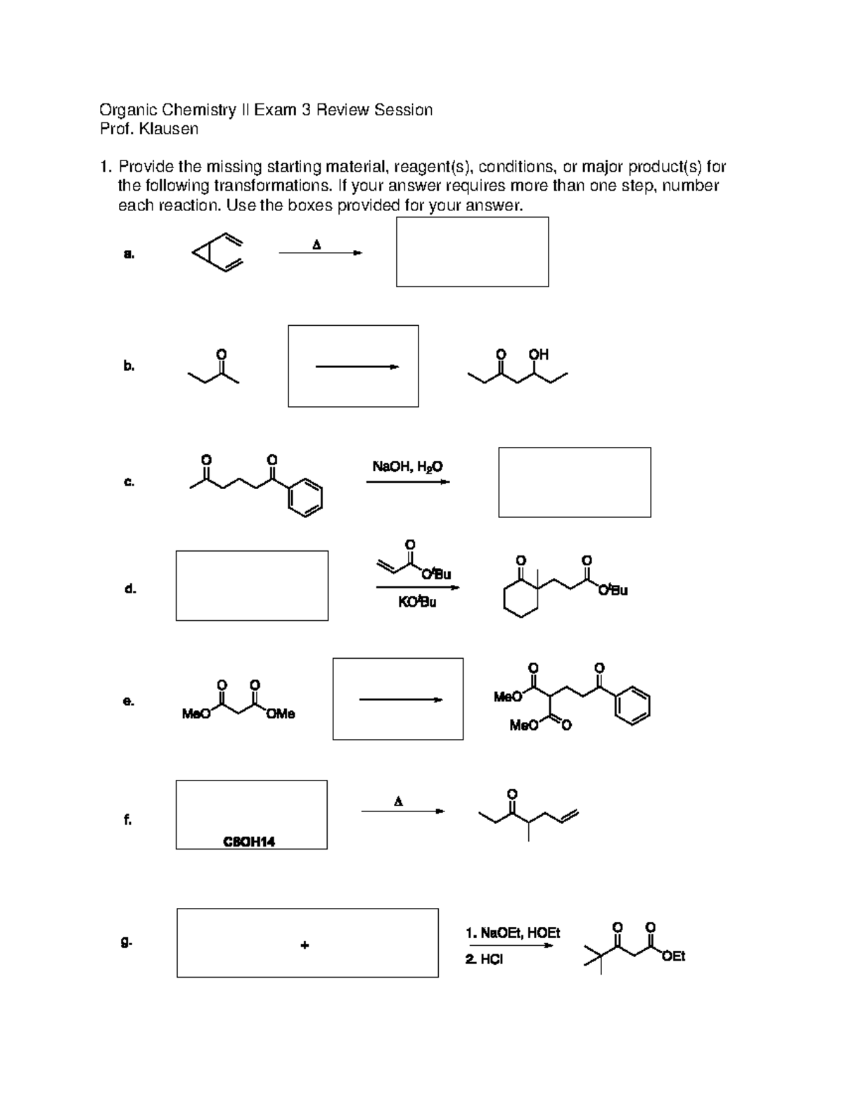 2024Orgo2Exam3Review Session - Organic Chemistry II Exam 3 Review ...