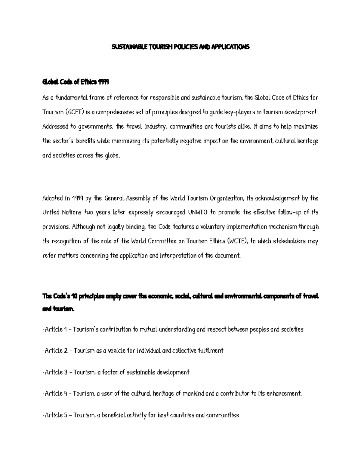 Sustainable Tourism Policies AND Applications - SUSTAINABLE TOURISM ...