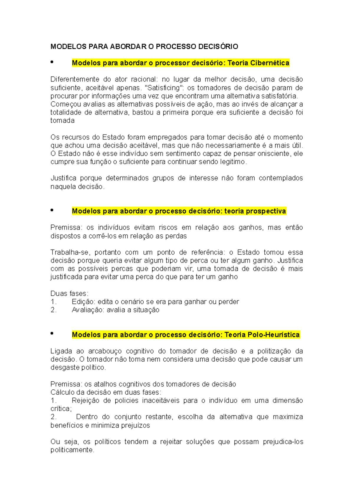 Modelos PARA Abordar O Processo Decisório - MODELOS PARA ABORDAR O ...