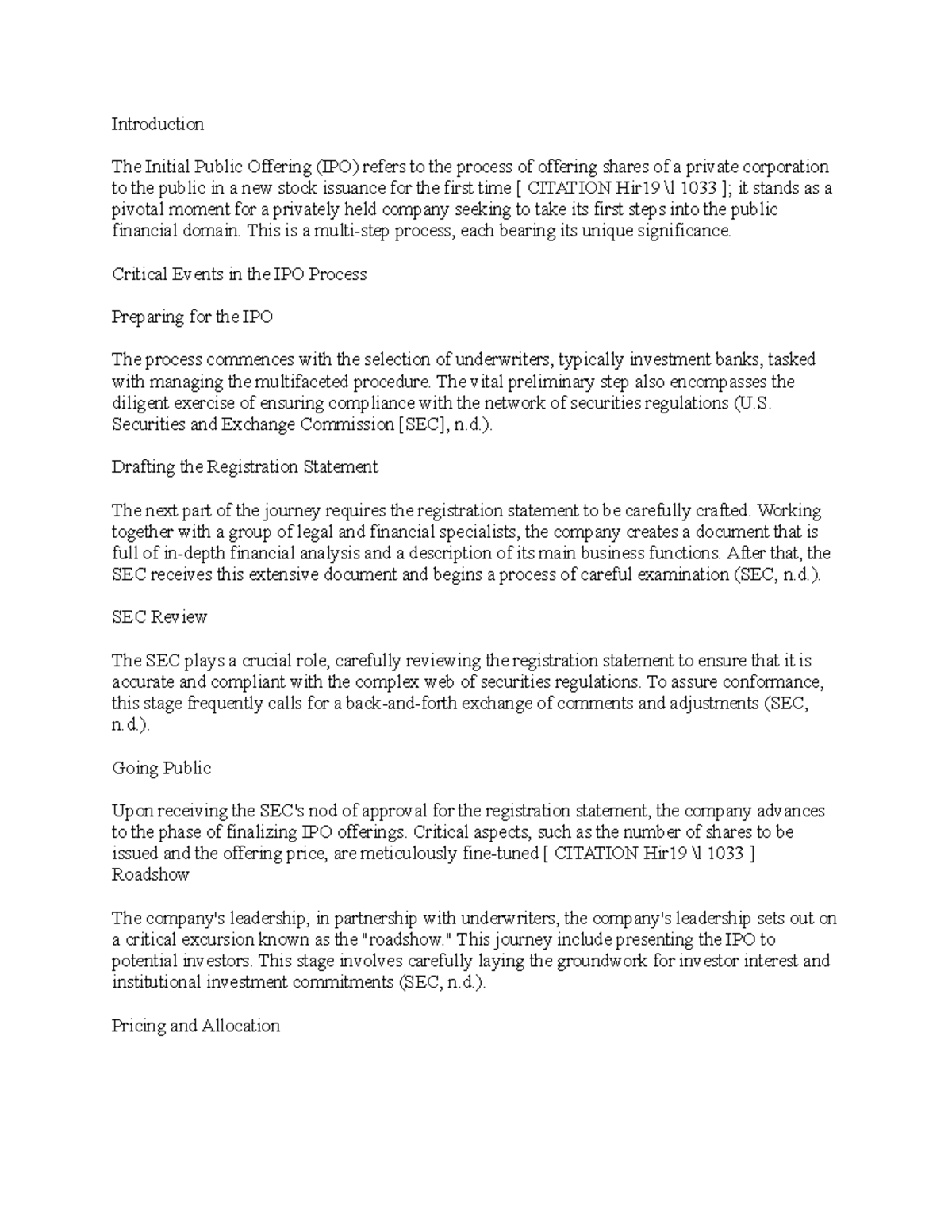 Dis For IPO Unit6 - Discussion Forum Unit 6 - Introduction The Initial ...