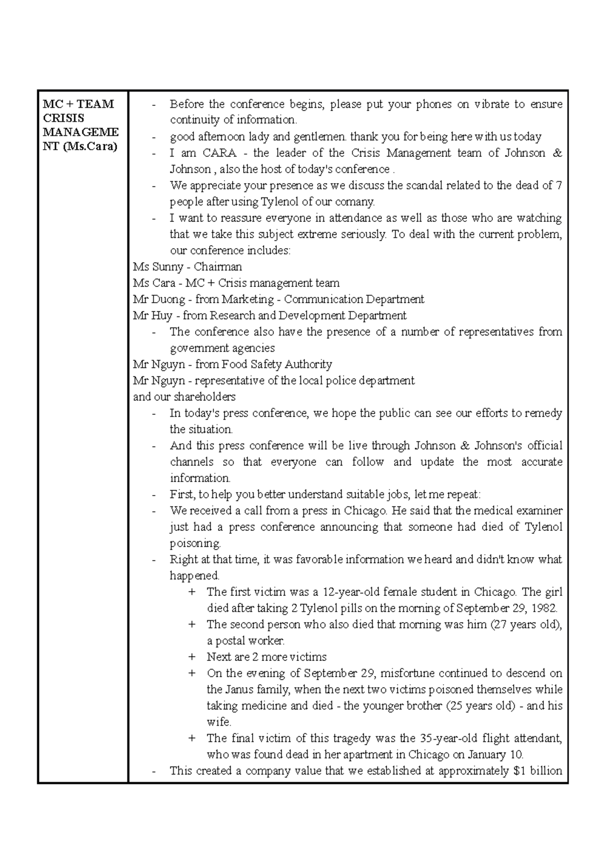 Script CCM - idk - MC + TEAM CRISIS MANAGEME NT (Ms) - Before the ...