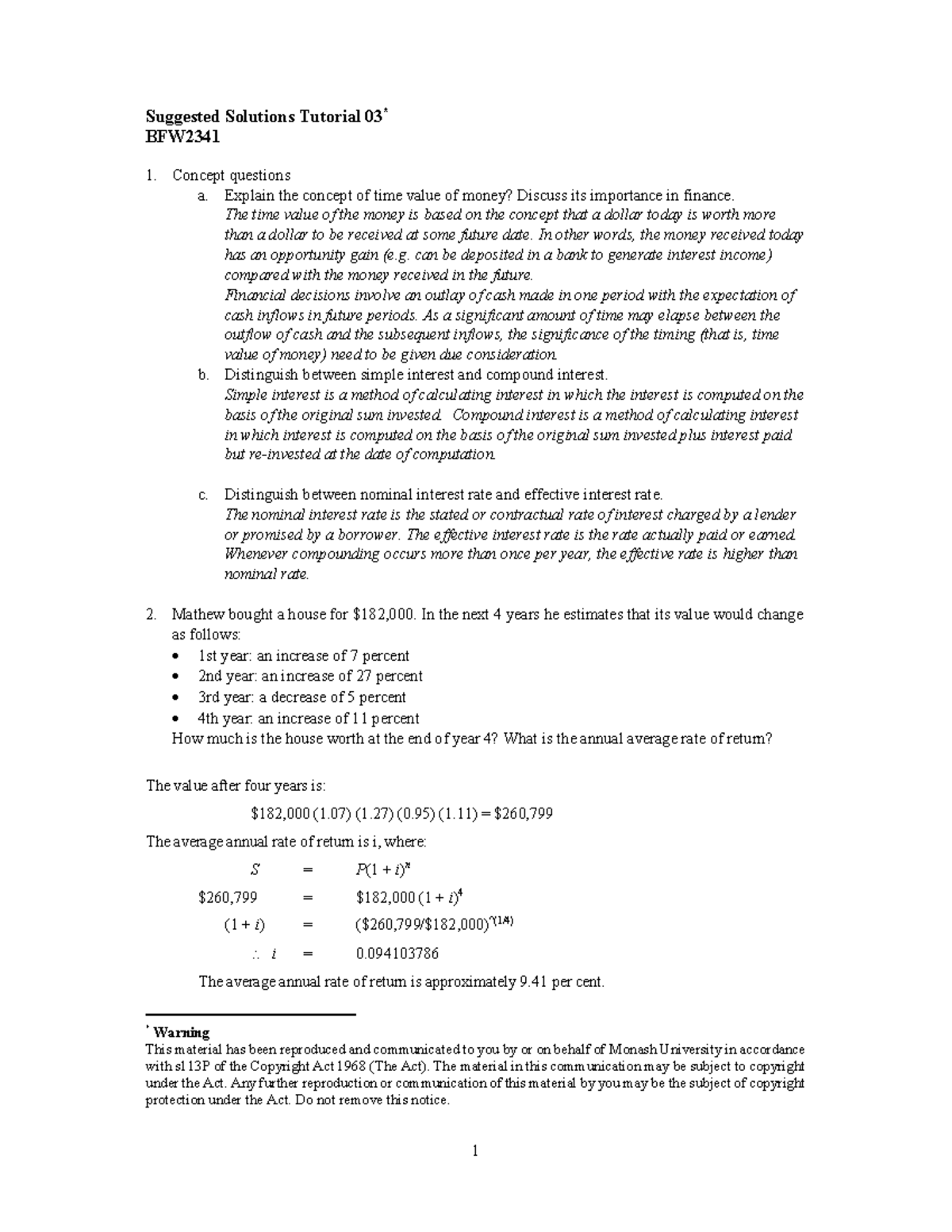 Tutorial Week03 Solution 1 Suggested Solutions Tutorial 03 Bfw Concept Questions A Explain