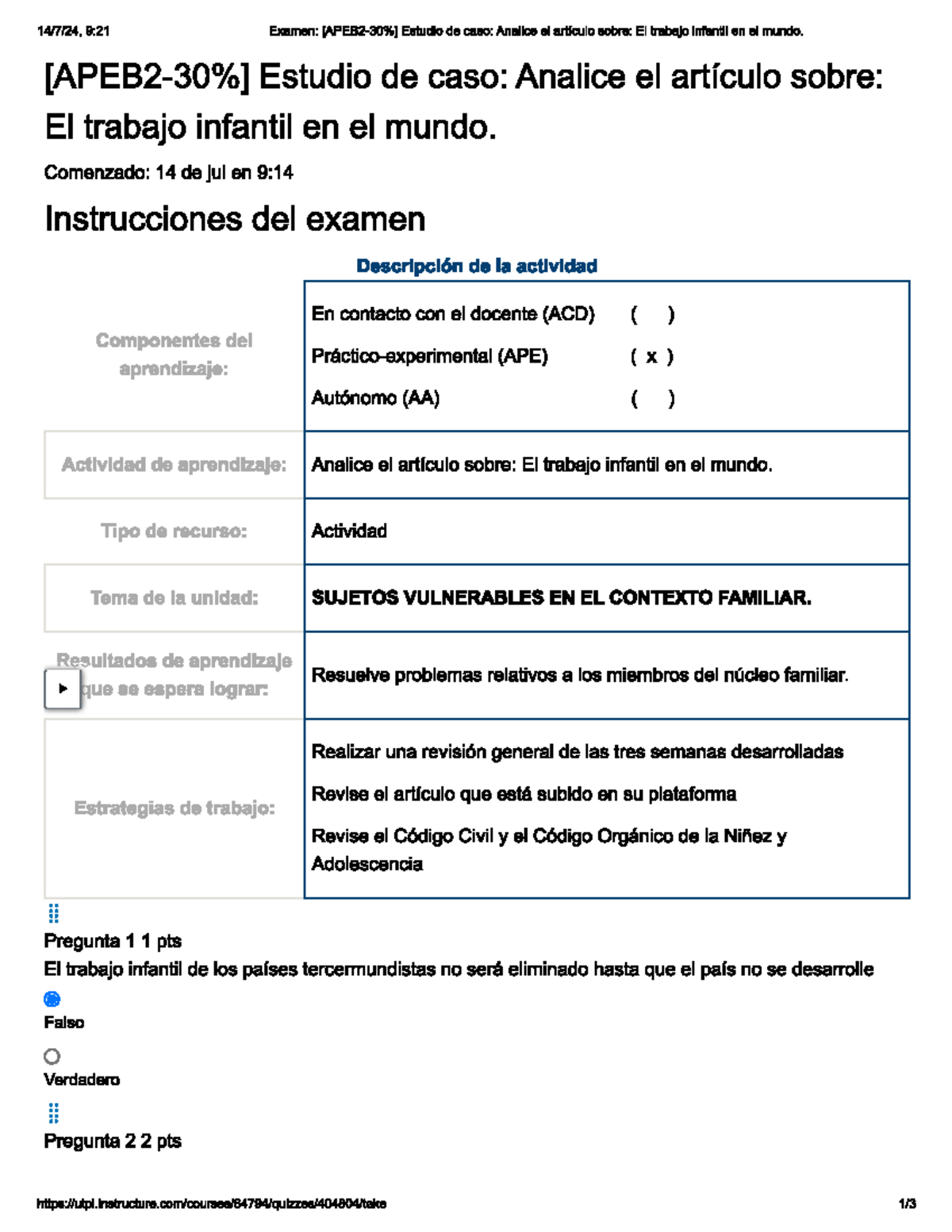 [APEB2-30%] Estudio de caso: Analice el artículo sobre: El trabajo infantil en el mundo ...