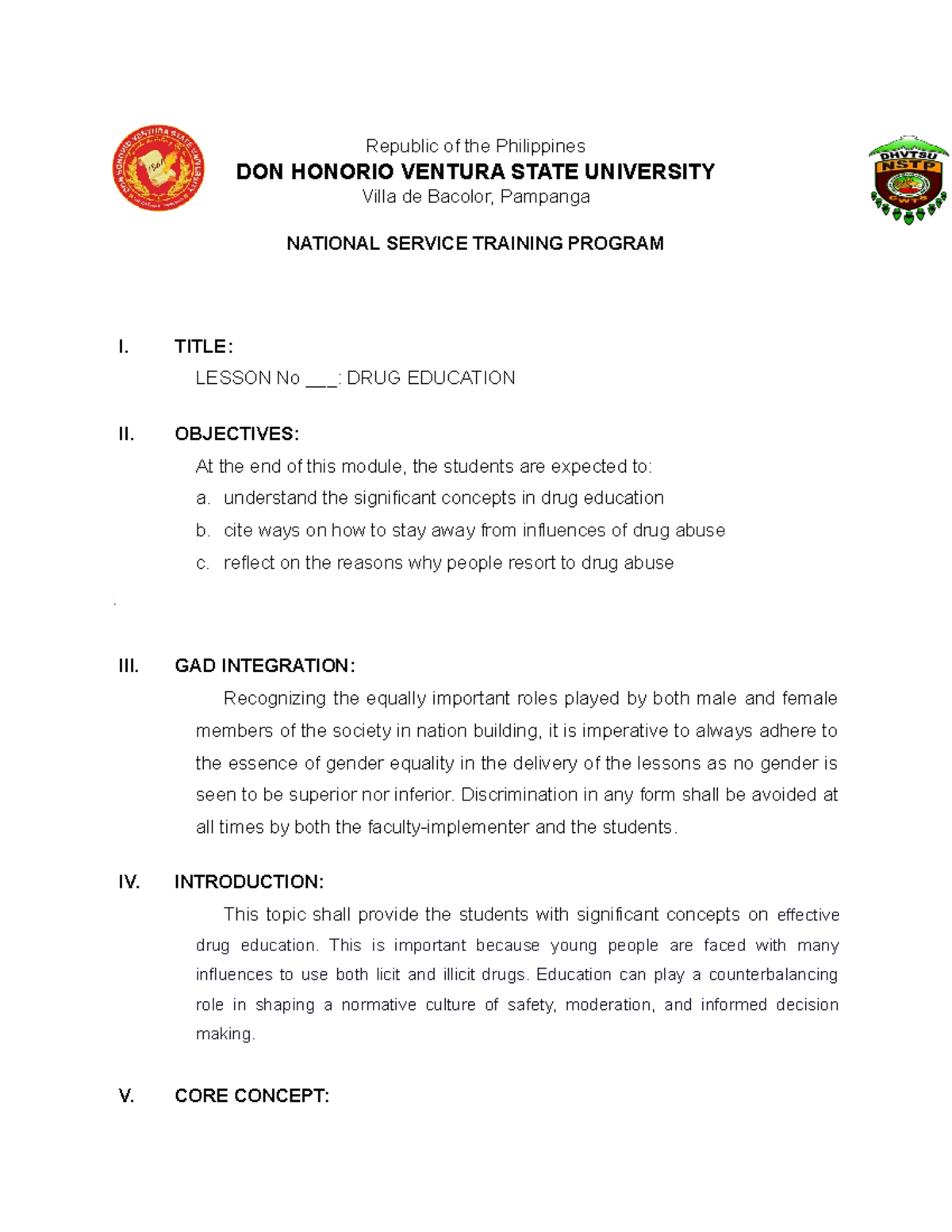 3 Drug Education Module - Republic of the Philippines DON HONORIO ...