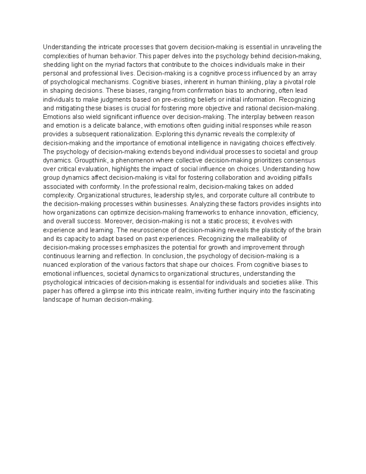 Psychology of Decision-Making - Understanding the intricate processes ...