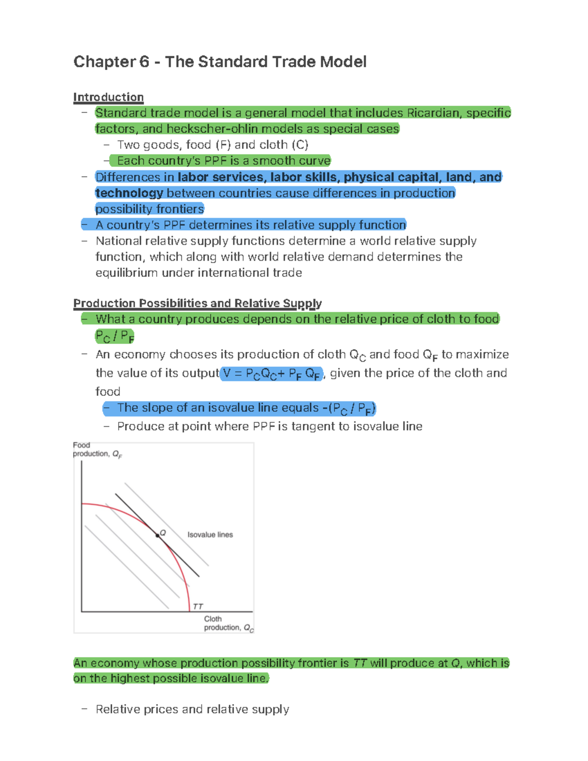 Chapter 6 - The Standard Trade Model - – – – – – – – – – – Chapter 6 ...