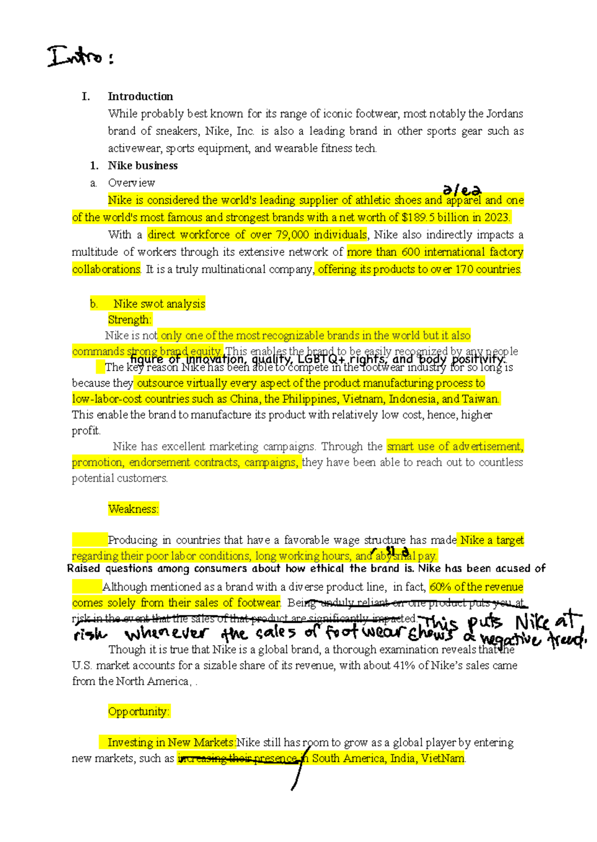 Script - Nike anal - I. Introduction While probably best known for its ...