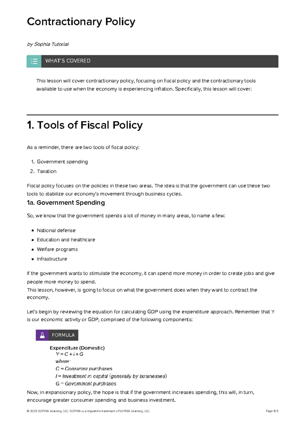 Macroeconomics unit-2-tutorials PDF6 - Contractionary Policy by Sophia ...