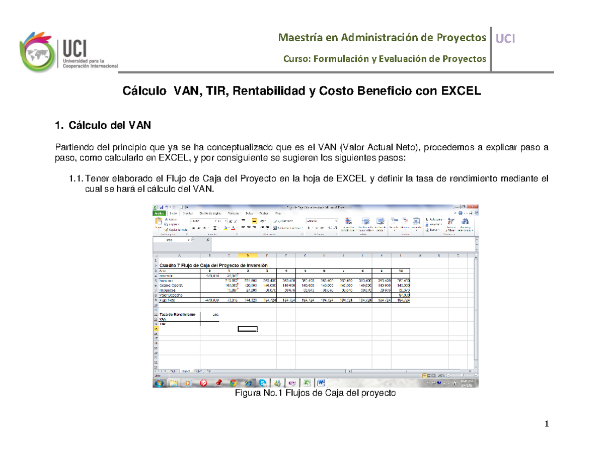 Cálculo VAN, TIR, Rentabilidad y Costo Beneficio con Excel - Curso: Formulación y Evaluación de ...