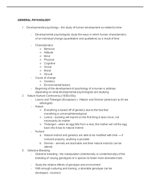 General Psychology lecture Notes - General Psychology Notes: Chapter 1 ...