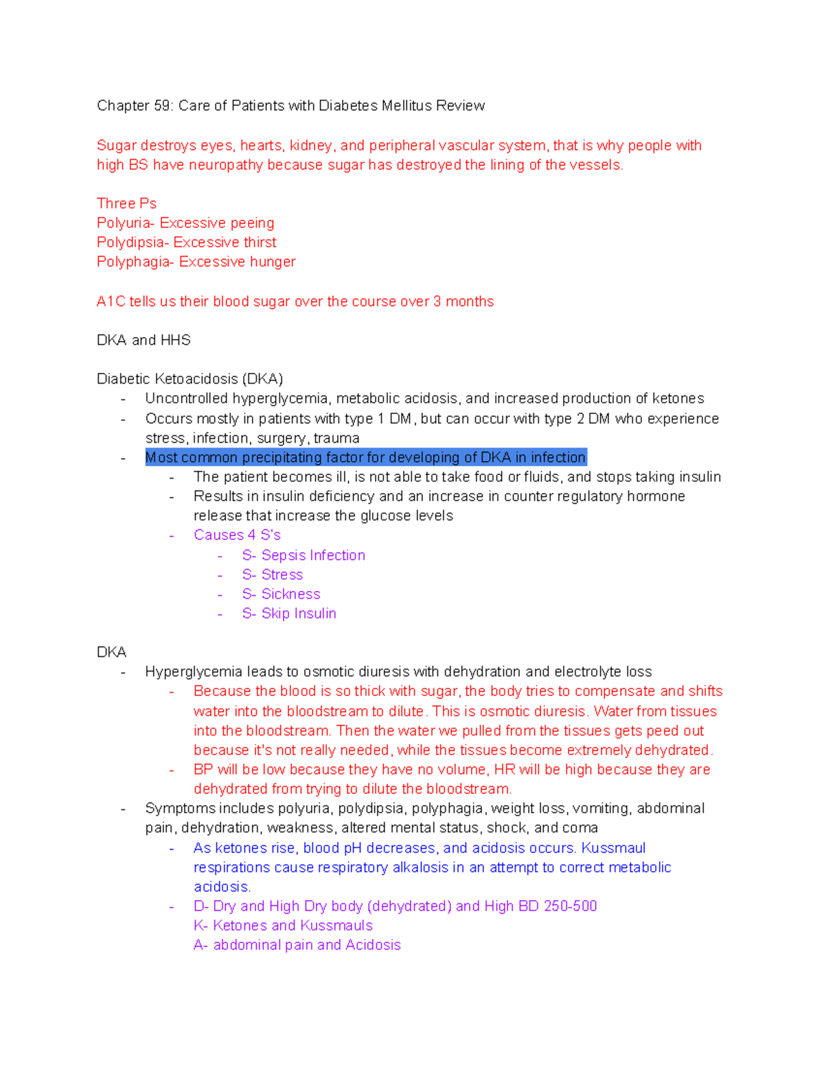 Chapter 59: Care of Patients with Diabetes Mellitus Review - Three Ps ...