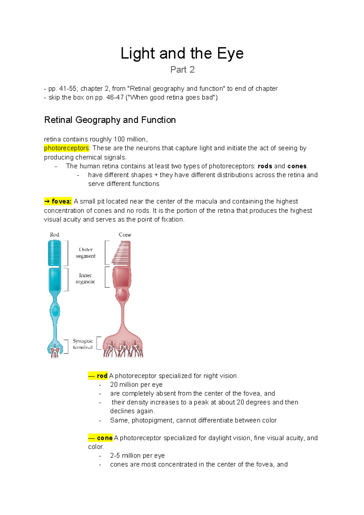 Jan 20. Light and the Eye Pt. 2 - Light and the Eye Part 2 pp. 41-55 ...