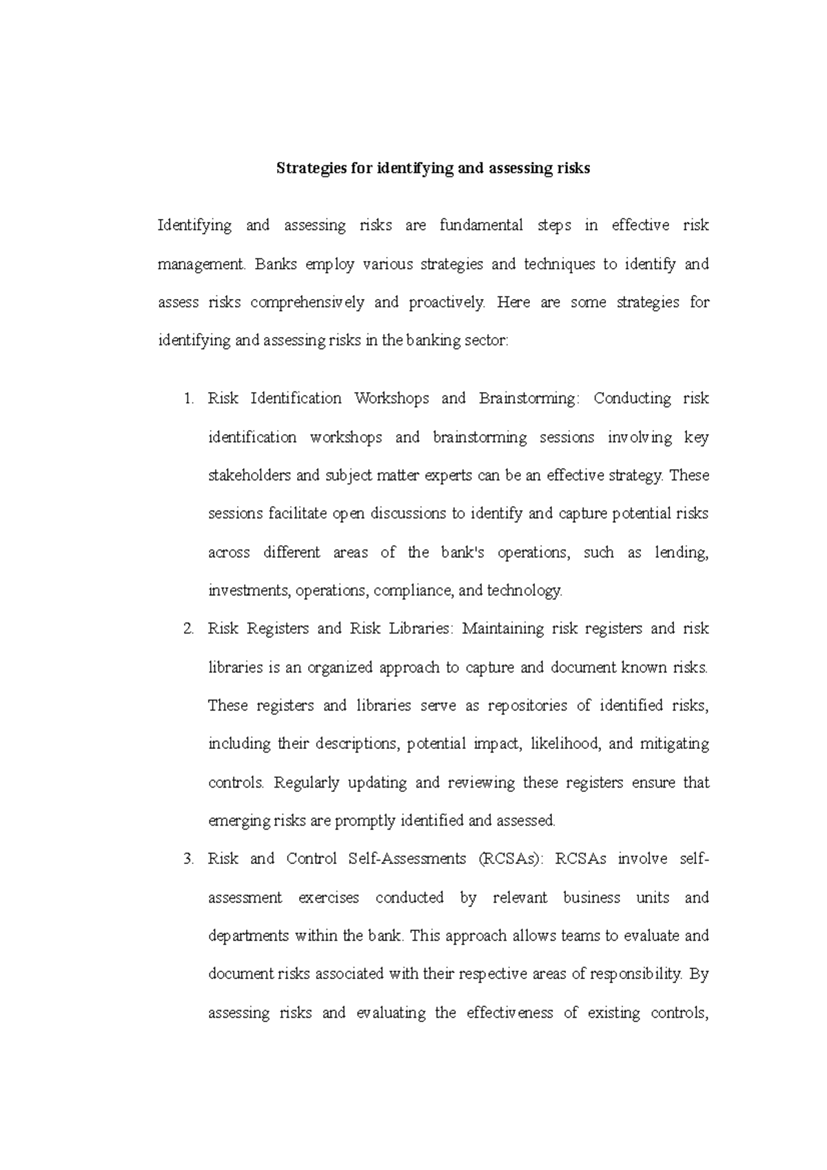 Strategies for identifying and assessing risks - Strategies for ...