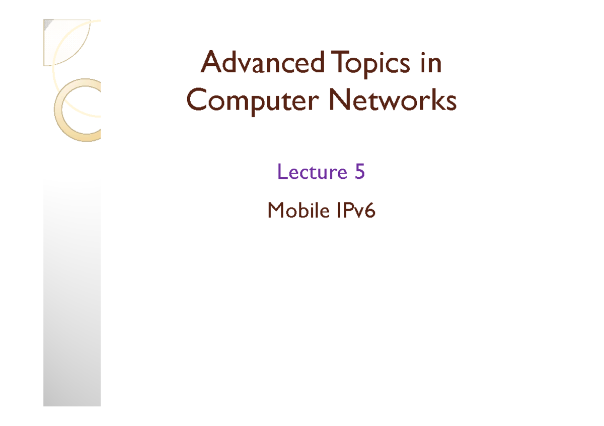 L5 Mobile Internet protocol version 6 - - Studocu