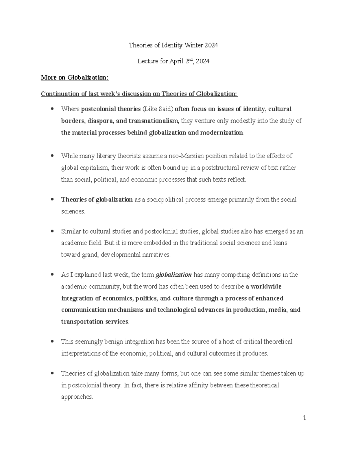 Theories of Identity Globalization, Transnationalism, Stuart Hall ...