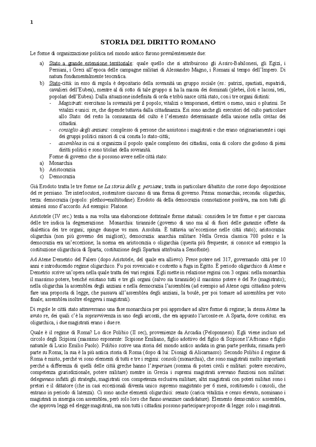 Storia del Diritto Romano - STORIA DEL DIRITTO ROMANO Le forme di ...