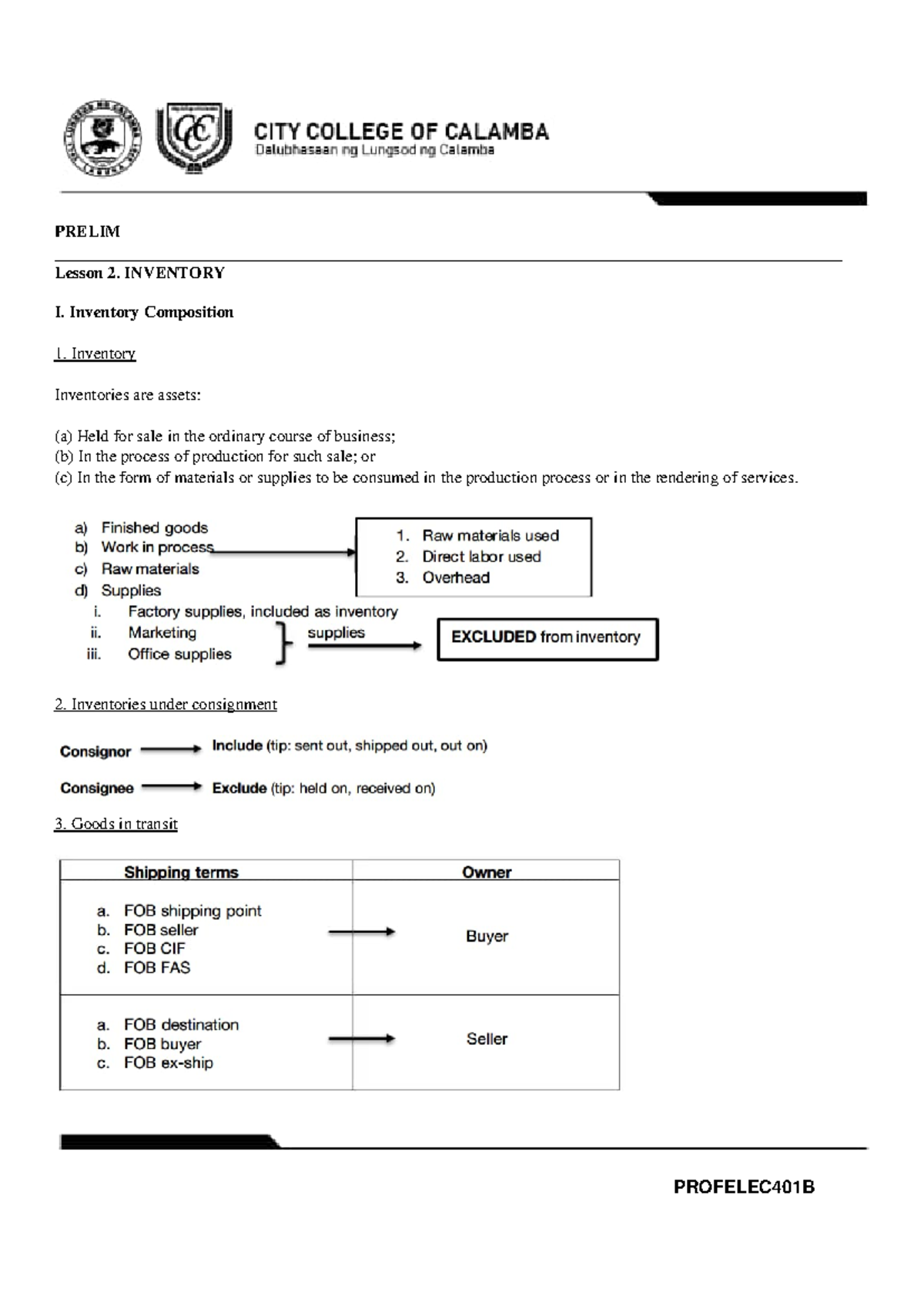 Profelec 2 Prelim L 3 - Lesson - PRELIM - Studocu