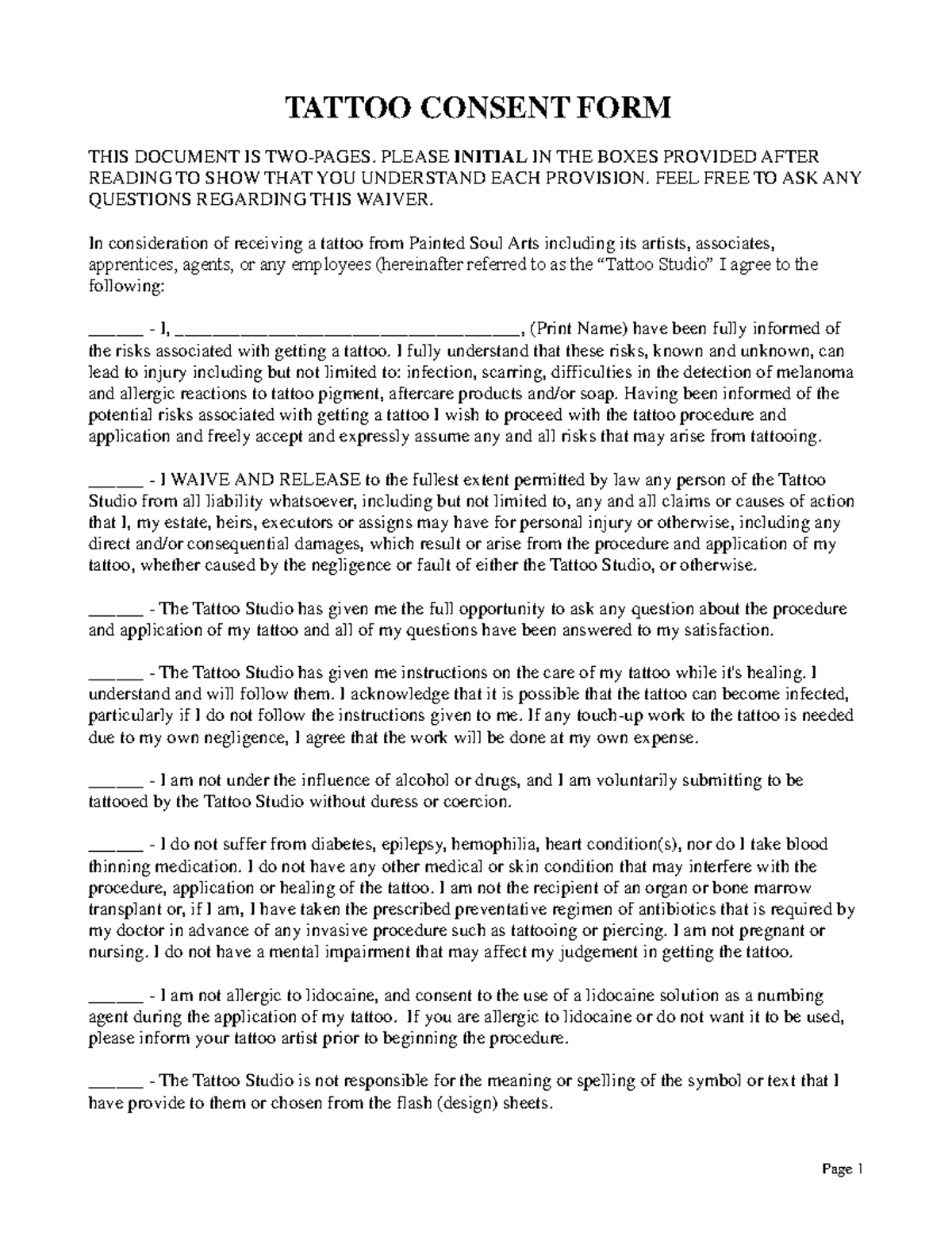 Tattoo+ Consent+FORM 2021 - Page 1 TATTOO CONSENT FORM THIS DOCUMENT IS ...