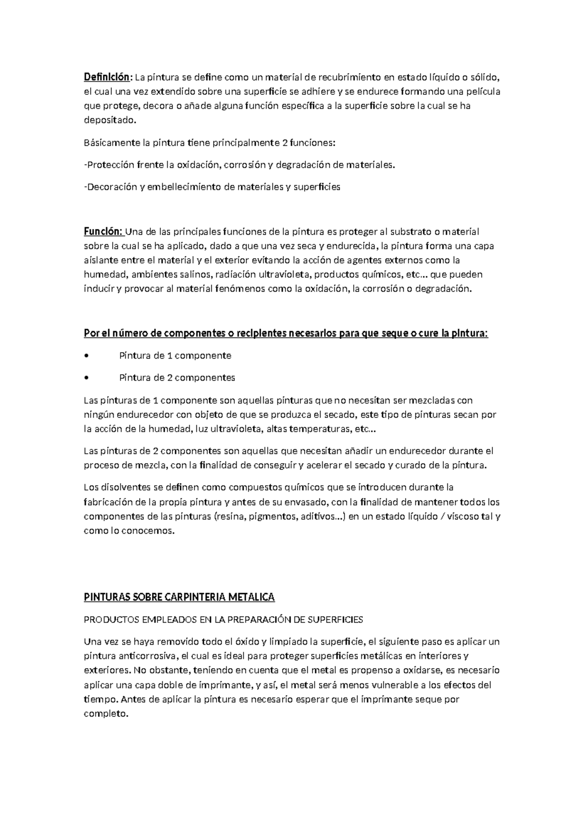 Resumen SOSA Pintura - muy lindo - Definición: La pintura se define ...