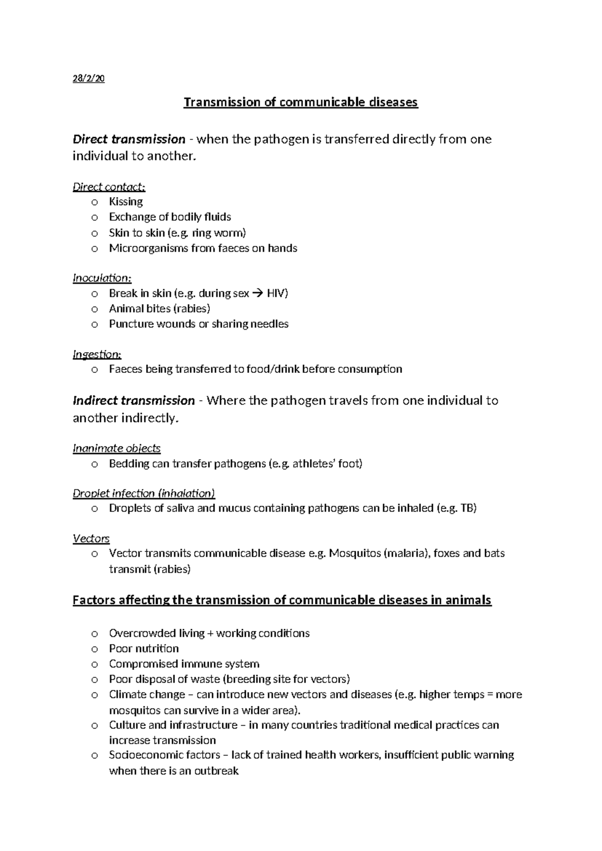Transmission of communicable diseases - 28/2/ Transmission of ...